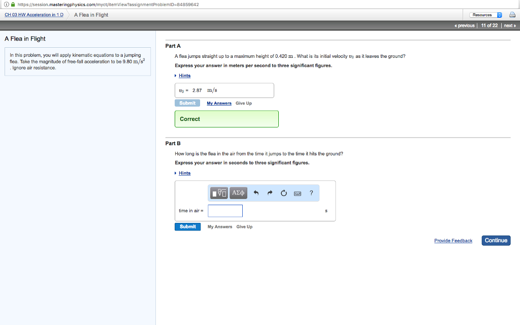 Solved ⓘ슬 https://s ysics.c ID=84859642 A Flea in Flight « | Chegg.com