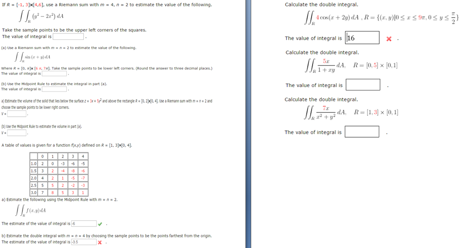 Solved If R=[-1,3]*[4,6], use a Riemann sum with m=4, n=2 to | Chegg.com