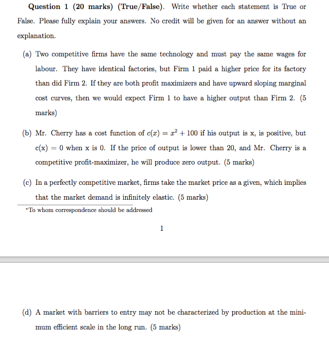 Solved Write whether each statement is True or False. Please | Chegg.com