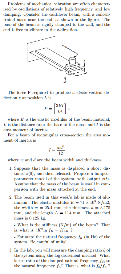 Solved Problems of mechanical vibration are often character- | Chegg.com