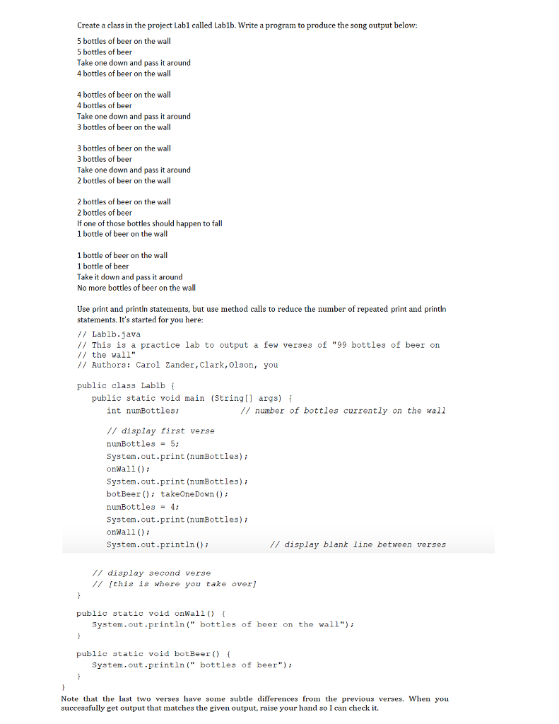 Solved Create a class in the project Lab1 called Lab1b. | Chegg.com