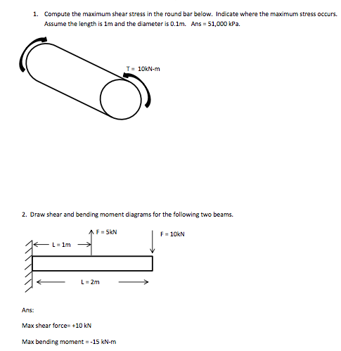 Solved Compute the maximum shear stress in the round bar | Chegg.com