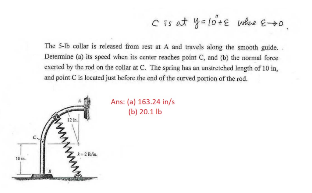 Solved The 5-lb collar is released from rest at A and | Chegg.com