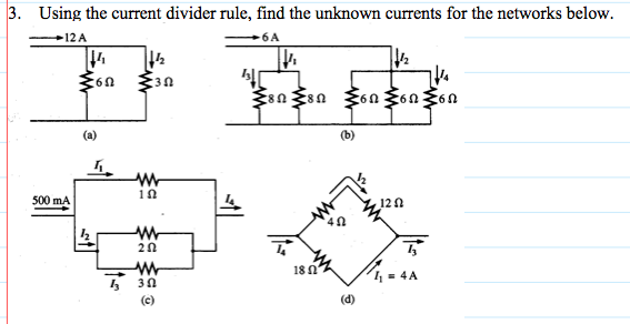 Solved Using the current divider rule, find the unknown | Chegg.com