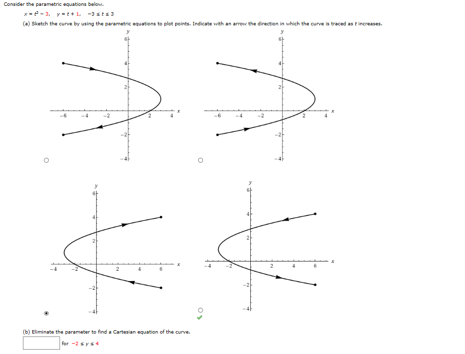 Solved Consider the parametric equations below. x= t^2 - 2, | Chegg.com