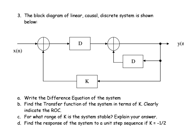 Solved The block diagram of linear, causal, discrete system | Chegg.com