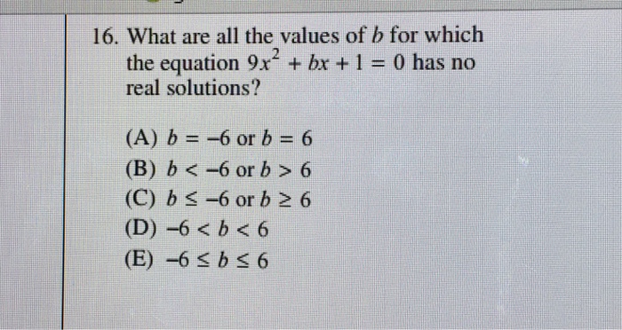 Solved What are all the values of b for which the equation | Chegg.com