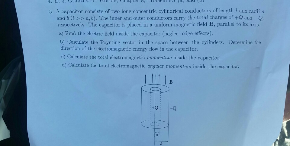 Solved A capacitor consists of two long concentric | Chegg.com