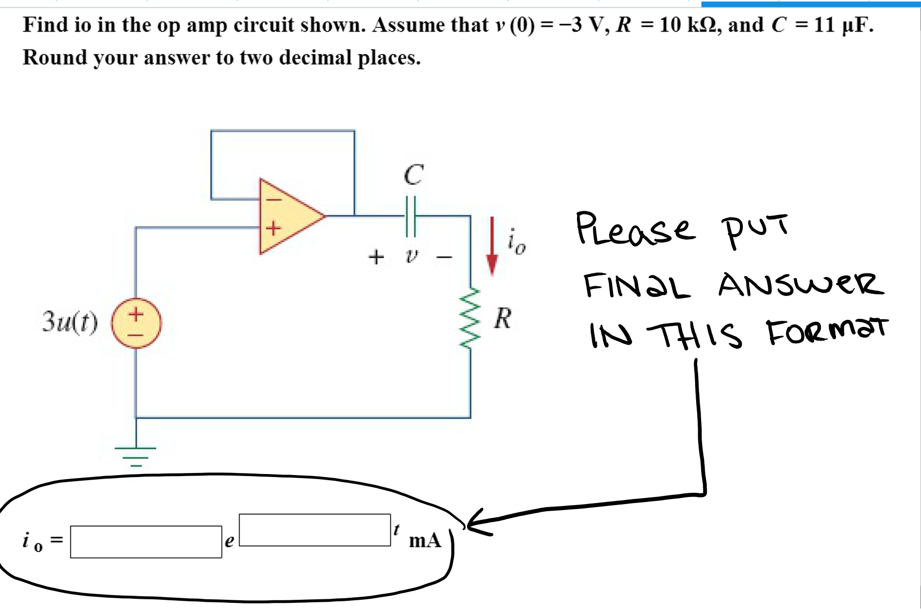Solved Find io in the op amp circuit shown. Assume that v | Chegg.com