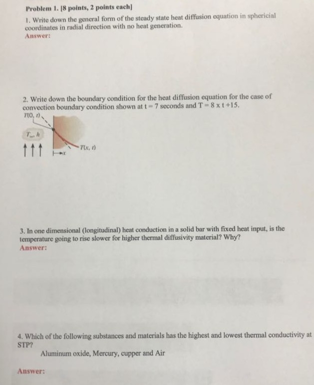 Solved Problem 1. 18 points, 2 points each 1. Write down the | Chegg.com