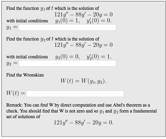 Solved Find the function y1 of t which is the solution of | Chegg.com Solved Find the function y1 of t which is the solution of | Chegg.com