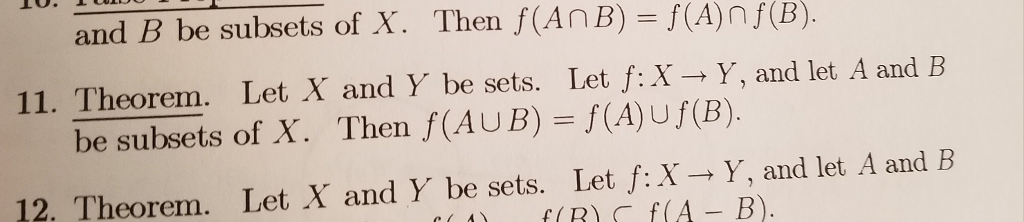 Solved and B be subsets of X. Then f (AnB) f(A)nf(B). 11. | Chegg.com
