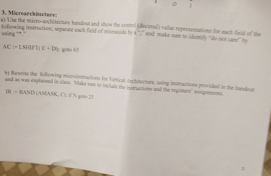 3. Microarchitecture: a) Use the miero-architecture | Chegg.com