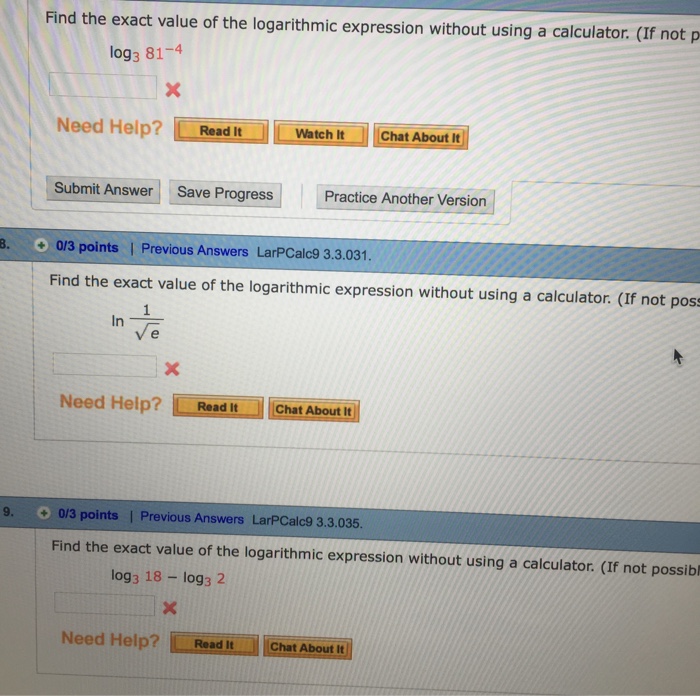 Solved Find the exact value of the logarithmic expression | Chegg.com Solved Find the exact value of the logarithmic expression | Chegg.com