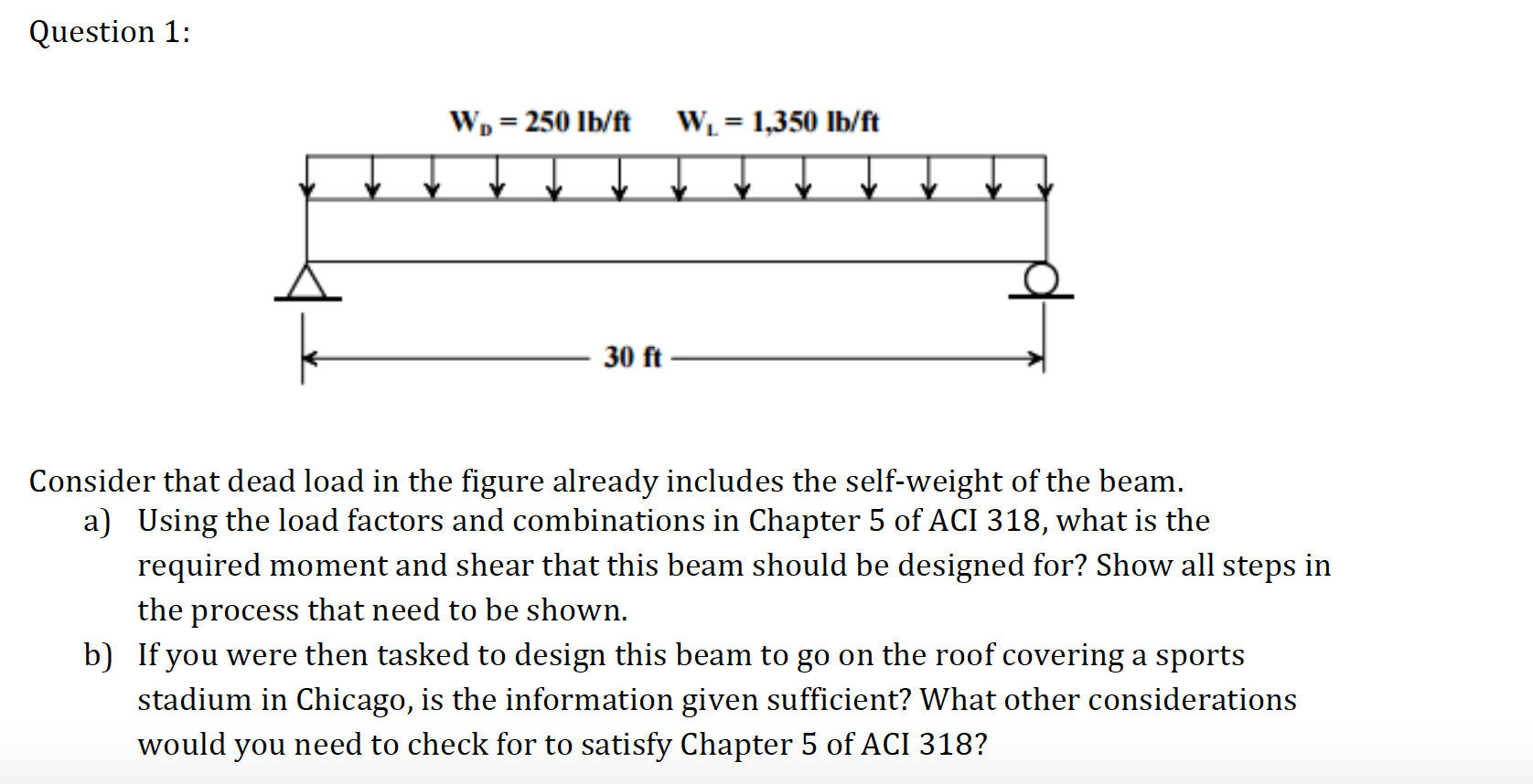 Consider that dead load in the figure already | Chegg.com