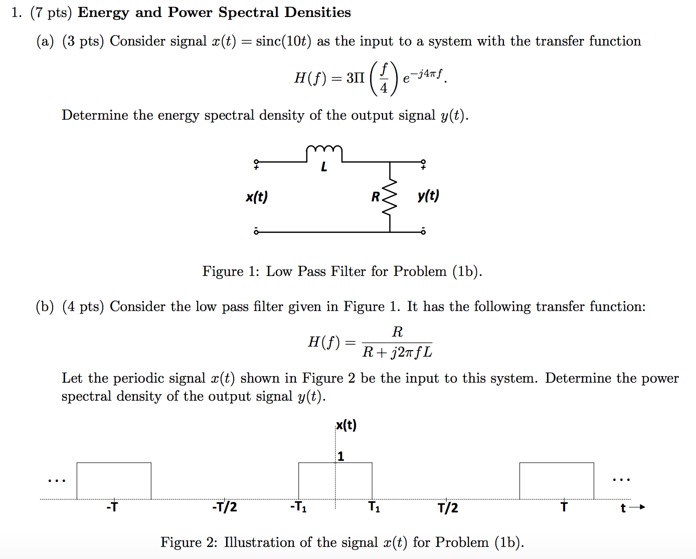 Solved Energy and Power Spectral Densities Consider signal | Chegg.com
