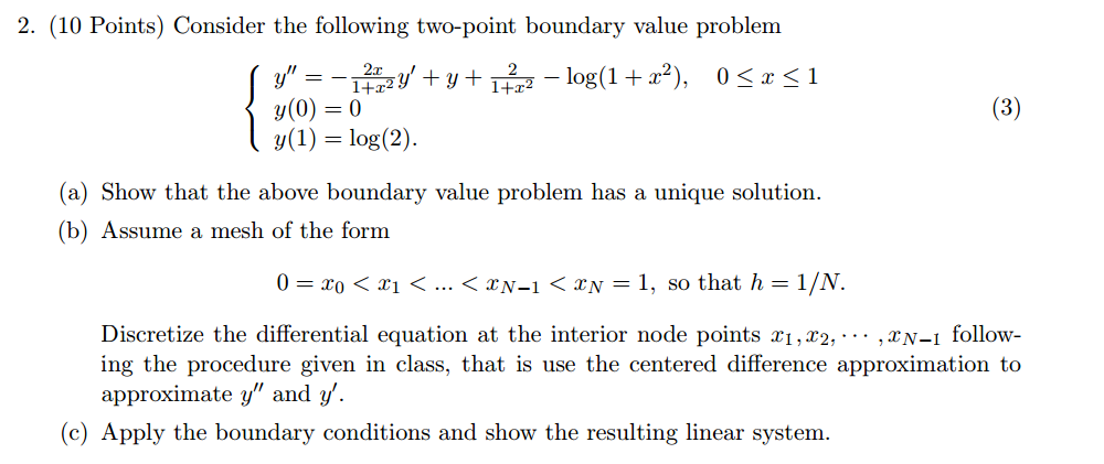 Solved Consider the following two-point boundary value | Chegg.com