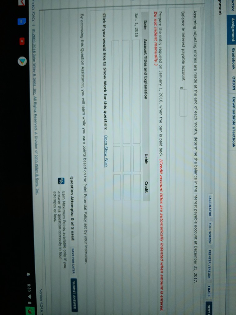 Solved nment CALCULATOR FULL SCREEN PRINTER VERSION BACK | Chegg.com
