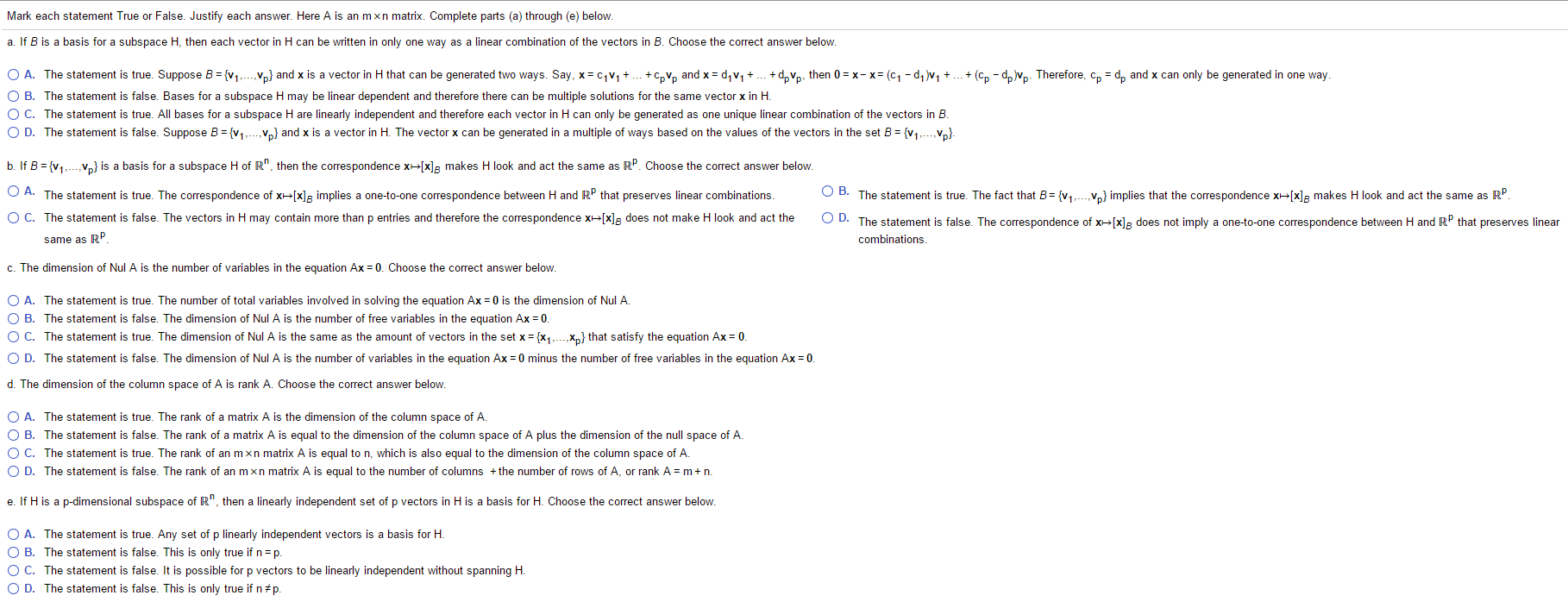 Solved Mark each statement True or False. Justify each | Chegg.com