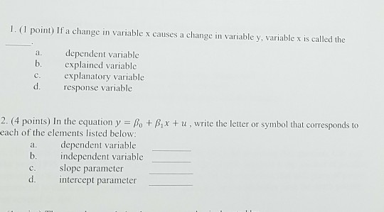 Solved If a change in variable x causes a change in variable | Chegg.com