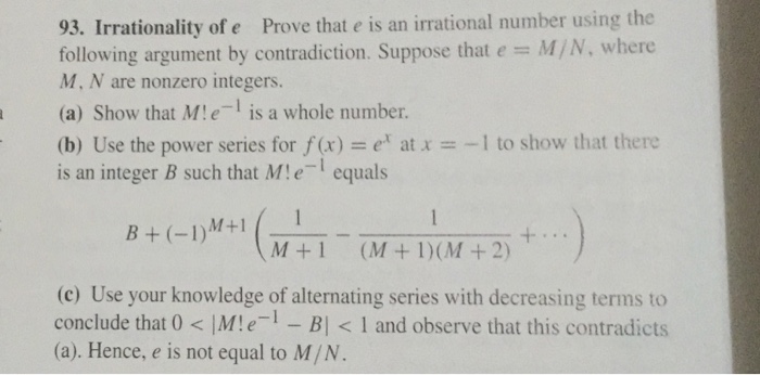 Solved Irrationality of e Prove that e is an irrational | Chegg.com