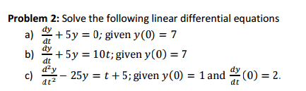 Solved Solve the following linear differential equations a) | Chegg.com
