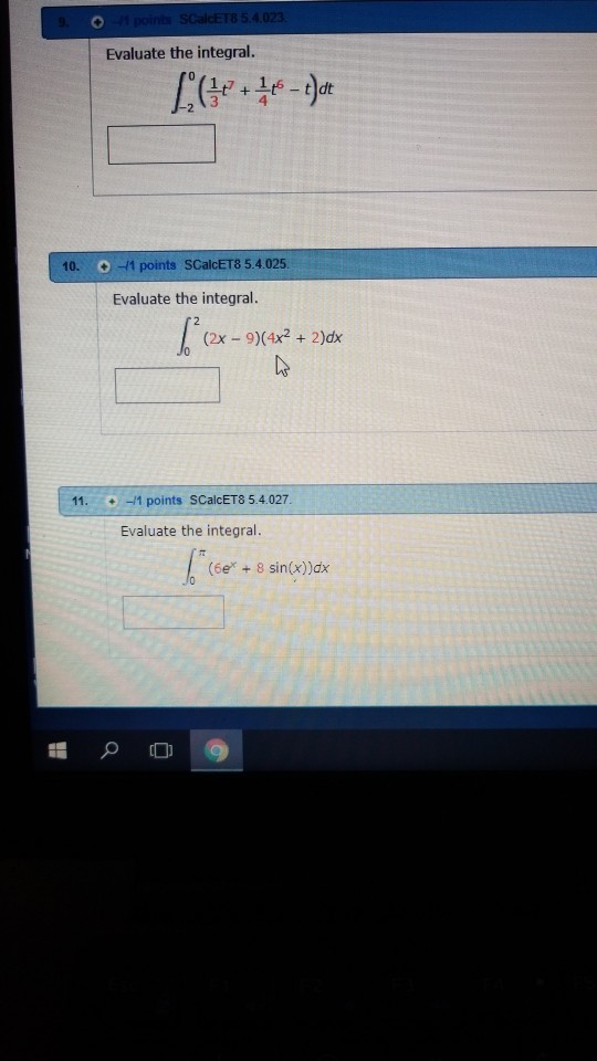 Solved poins SCalcET8 54023 Evaluate the integral. 4 10. -1 | Chegg.com