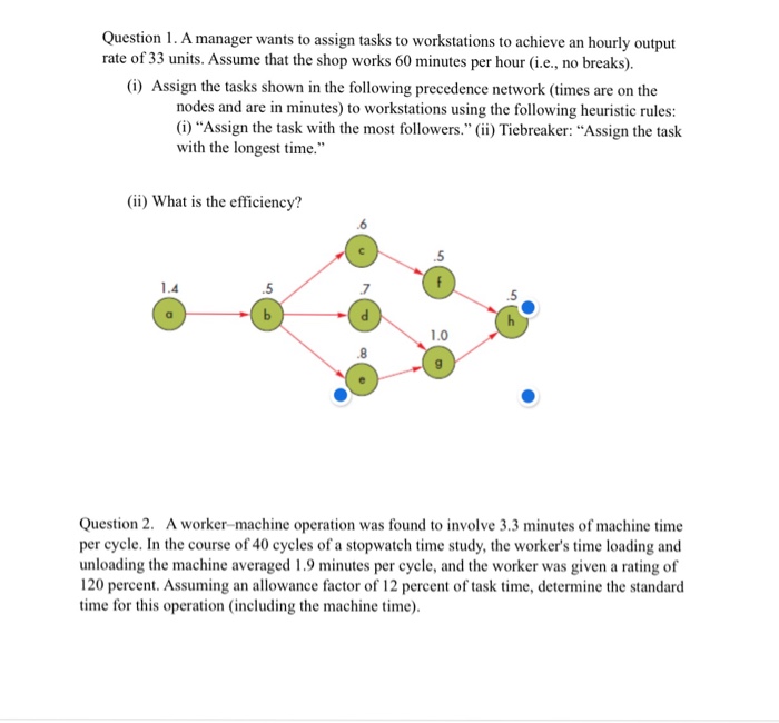 Solved A manager wants to assign tasks to workstations to | Chegg.com