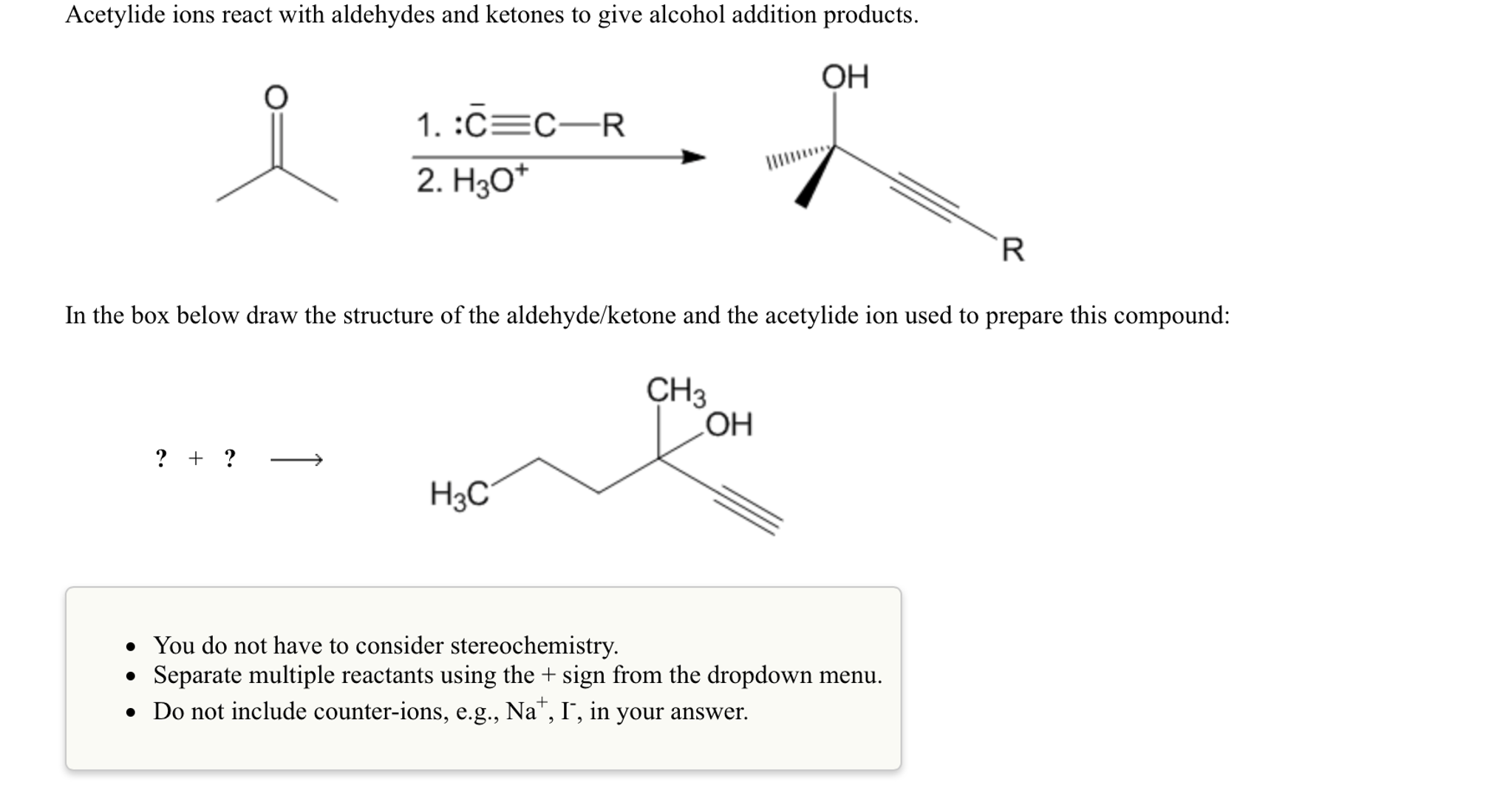 Solved Acetylide ions react with aldehydes and ketones to | Chegg.com