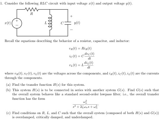 Solved Consider the following ULC circuit with input voltage | Chegg.com