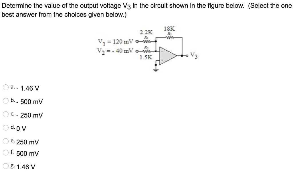 Solved Determine the value of the output voltage V3 in the | Chegg.com