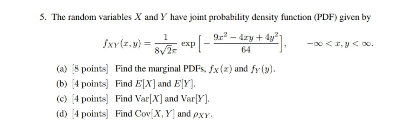 Solved 5. The random variables X and Y have joint | Chegg.com