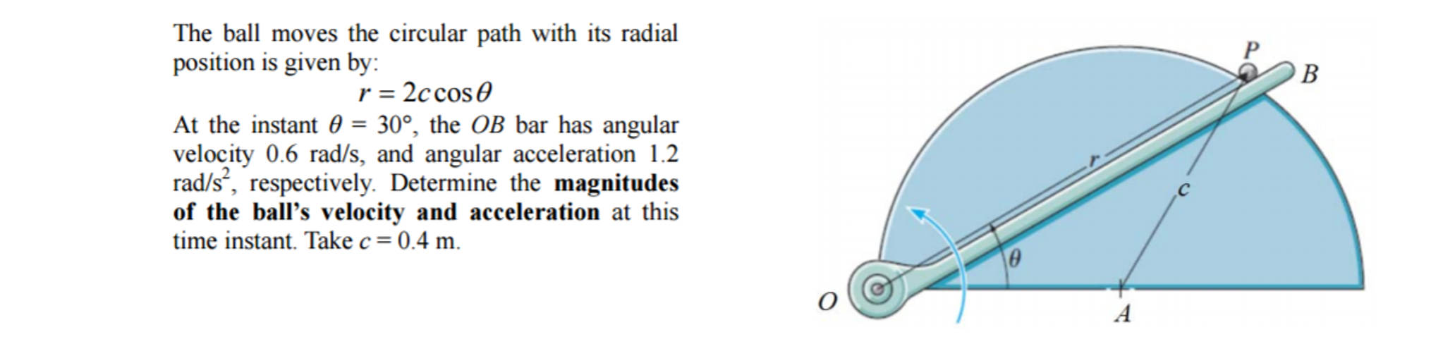 Solved The ball moves the circular path with its radial | Chegg.com