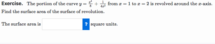 Solved Exercise. The portion of the curve y = z. Find the | Chegg.com