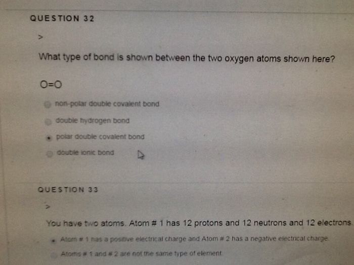 Solved What type of bond is shown between the two oxygen | Chegg.com