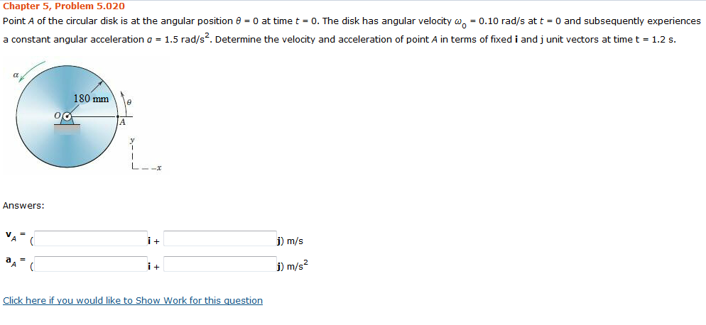 Solved Point a of the circular disk is at the angular | Chegg.com