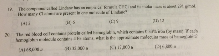 Solved The compound called Lindane has an empirical formula | Chegg.com
