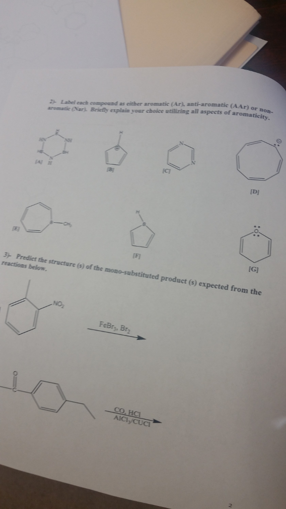 Solved Label each compound as either aromatic (Ar), anti | Chegg.com