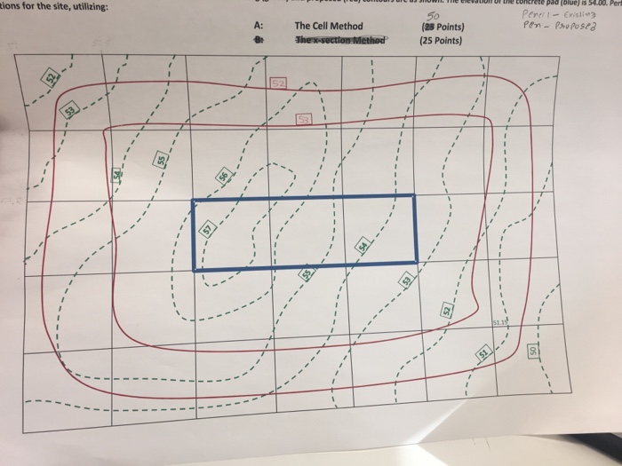 Solved The grid cell of the site below is 50' by 50' and the | Chegg.com
