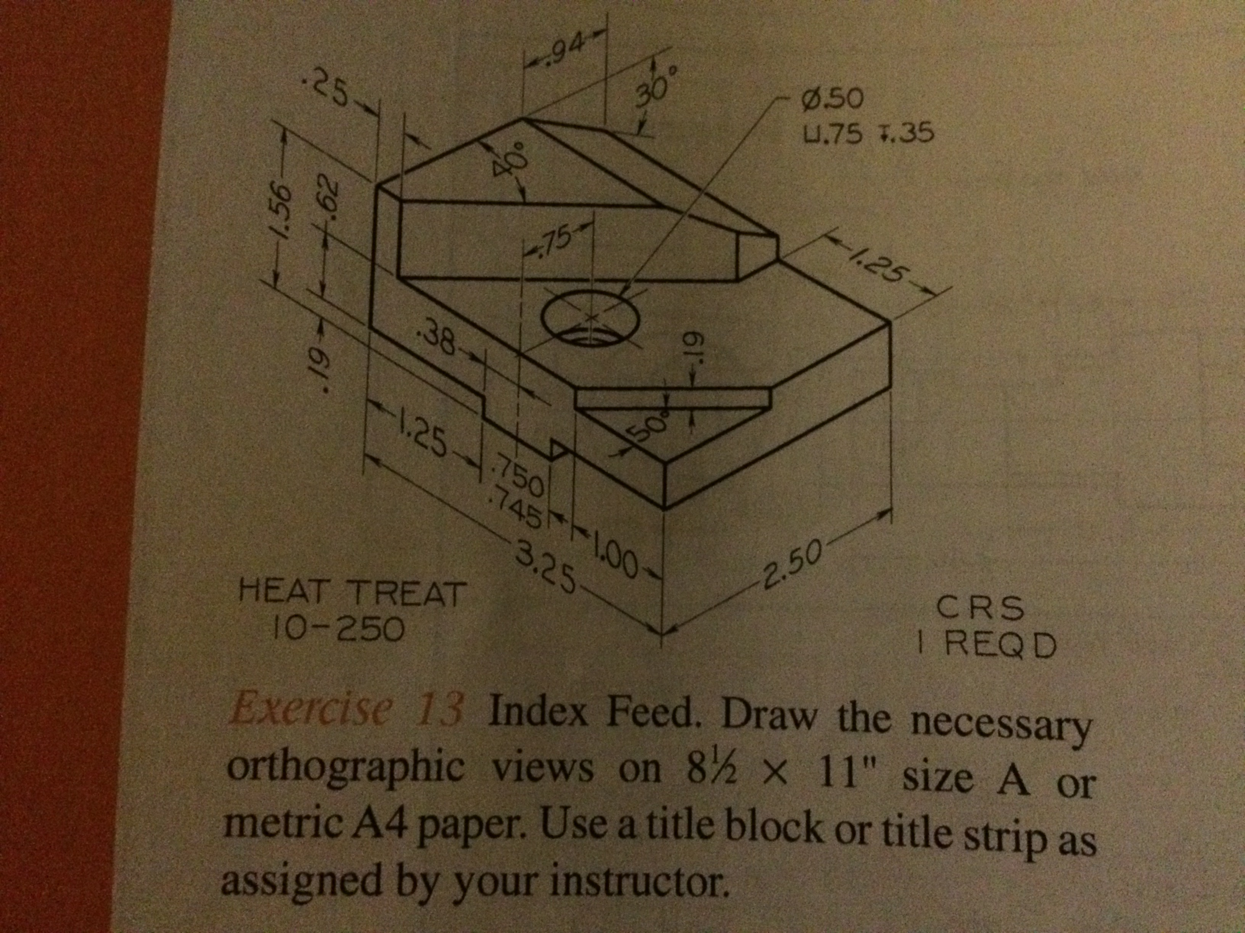 Solved Draw the necessary orthographic views on 81/2 Times | Chegg.com