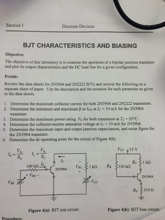 Solved Bjt characteristics and biasing objective: the | Chegg.com