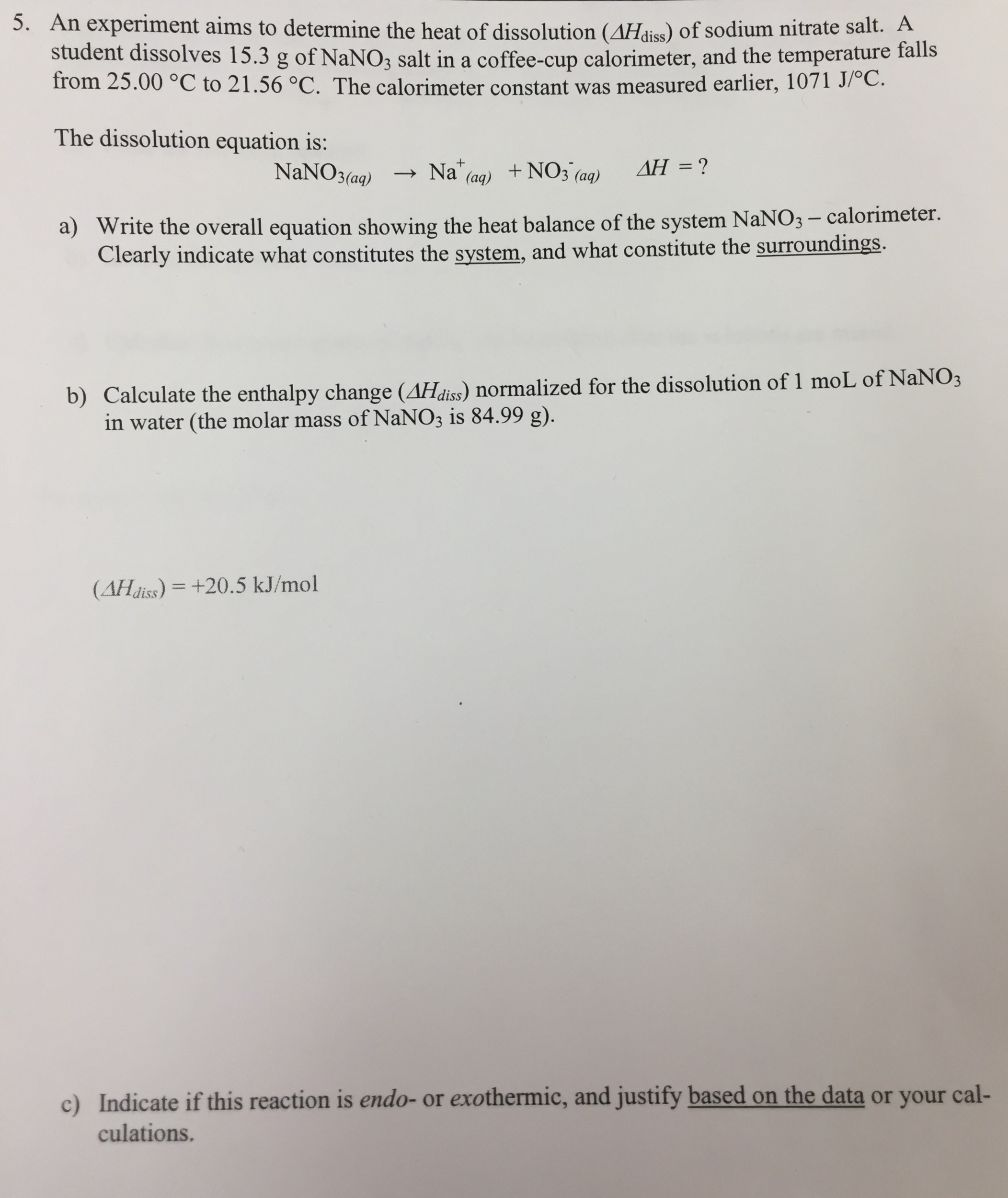 Solved An experiment aims to determine the heat of | Chegg.com