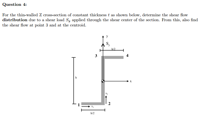 Solved For the thin-walled Z cross-section of constant | Chegg.com