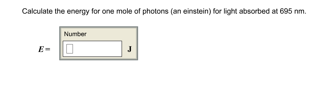 Solved Calculate the energy for one mole of photons (an | Chegg.com