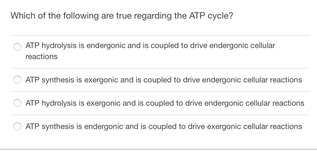 Solved Which of the following are true regarding the ATP | Chegg.com