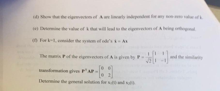 Solved 1. Given the matrix A - Determine the eigenvalue of A | Chegg.com