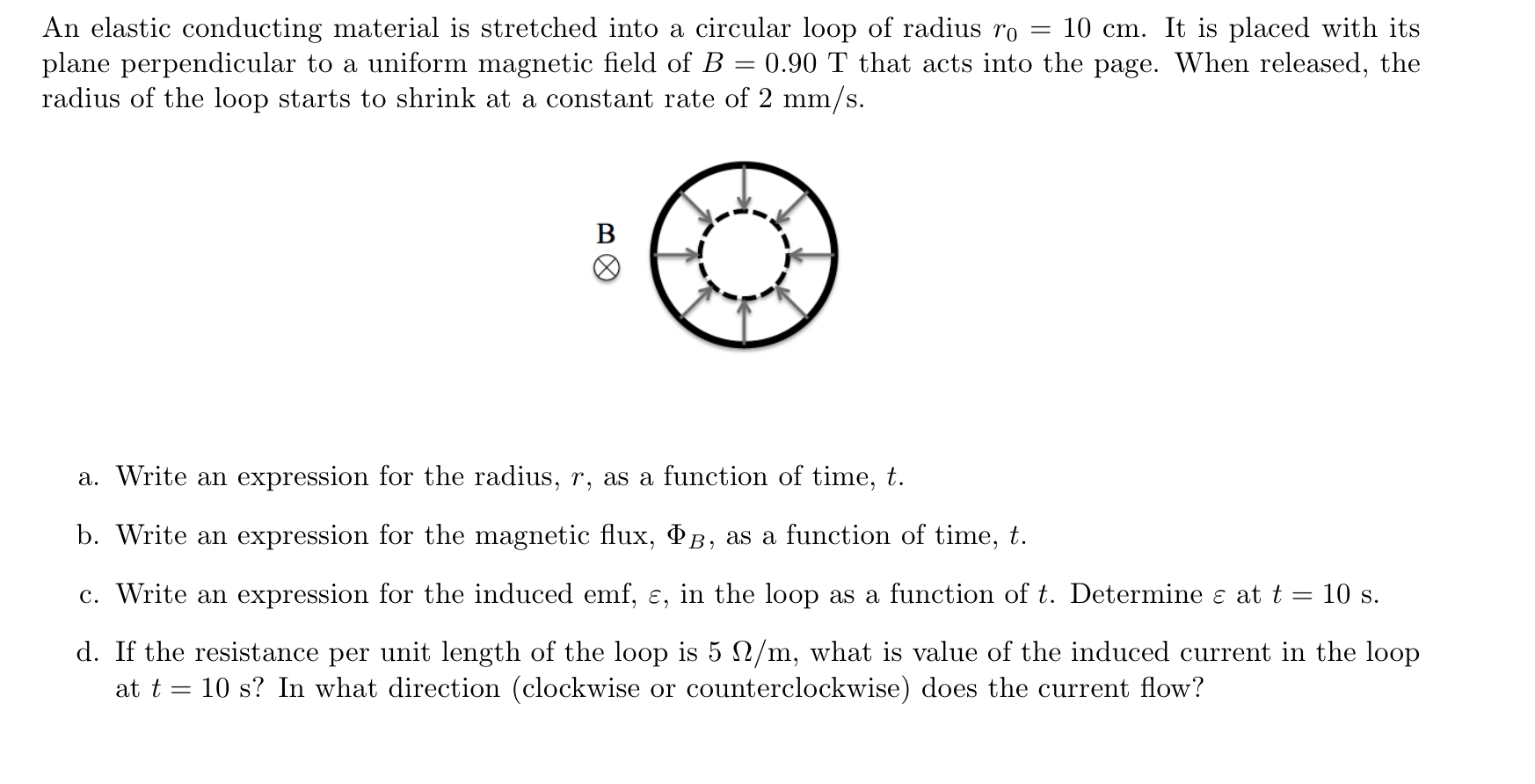 Solved An elastic conducting material is stretched into a | Chegg.com