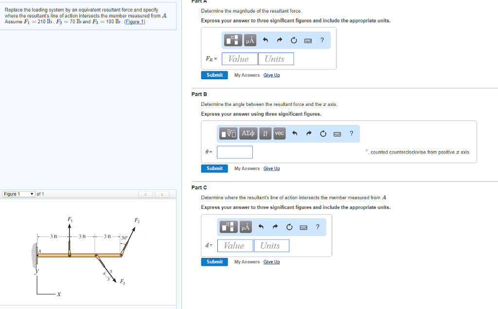 Solved Replace the loading system by an equivalent resultant | Chegg.com