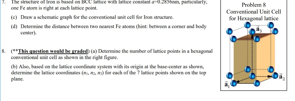 Solved 7. The structure of Iron is based on BCC lattice with | Chegg.com
