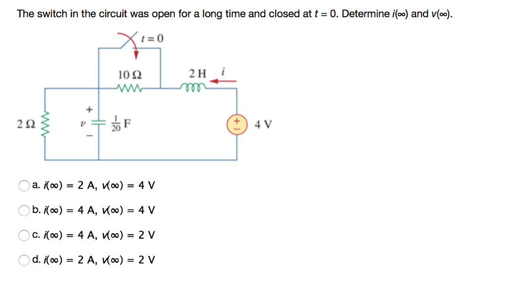 Solved The switch in the circuit was open for a long time | Chegg.com